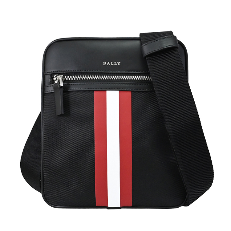 BALLY 6238425 TELFORD 條紋款帆布皮革斜背扁包.黑 | 熱銷推薦 | 康是美網購eShop