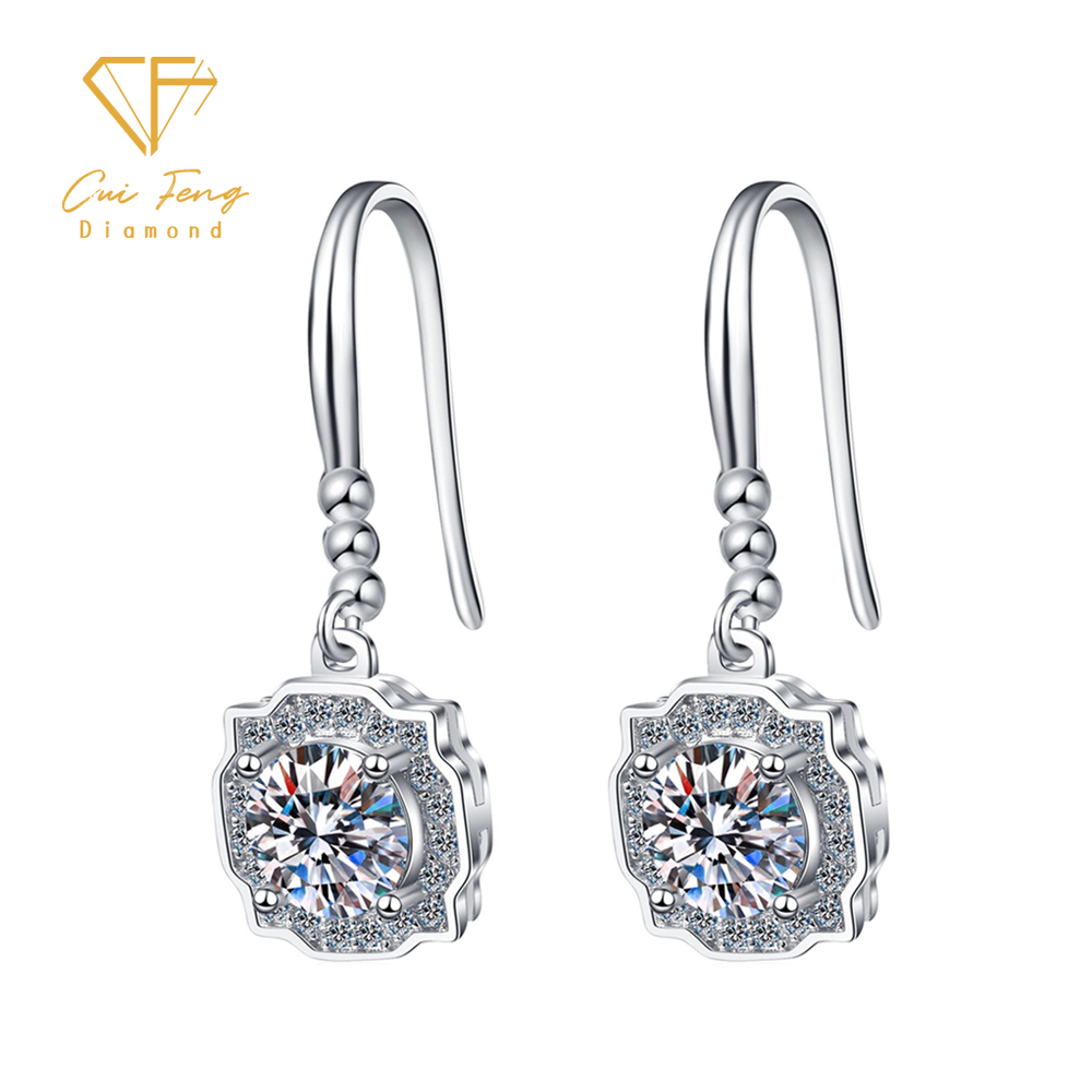 【CF鑽飾】《海瑞耳勾》50分莫桑鑽耳環 頂級CF鑽：火彩、亮度、均比鑽石更閃耀、燦爛 提供終身永久保固