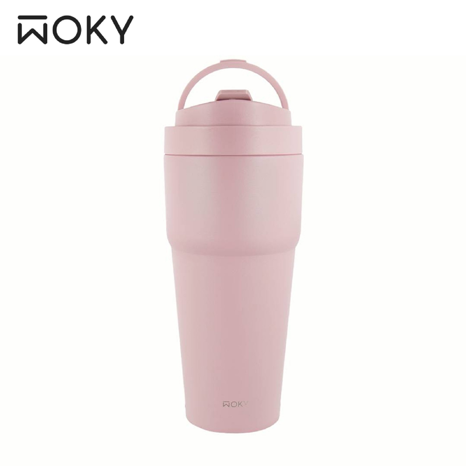 【WOKY沃廚】渾圓杯黛粉-附彈跳＆矽膠粗吸管(770ml) | 熱銷推薦 | 全家行動購