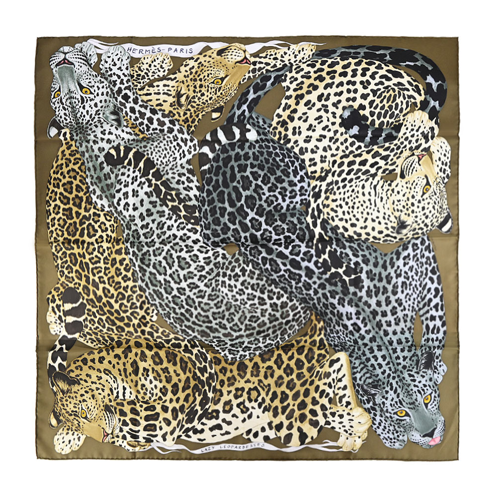 Hermes 愛馬仕 Lazy Leopardesses 90 慵懶豹真絲方巾(咖)_廠商直送 | 熱銷推薦 | 康是美網購eShop