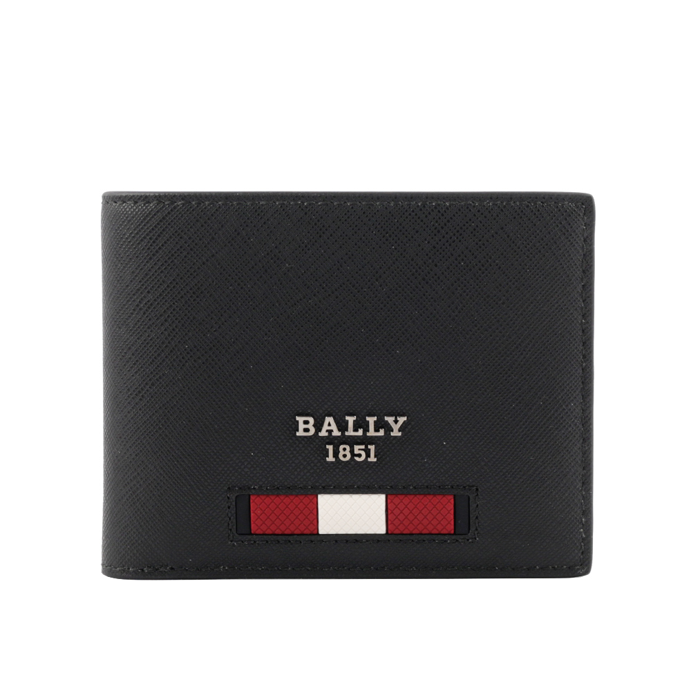 BALLY Bevye 再生牛皮紅白條紋對開6卡短夾(黑色) | 熱銷推薦 | 康是美網購eShop