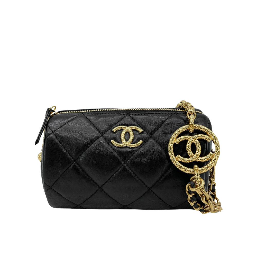 Chanel 金雙C切割紋羊皮迷你斜背保齡球包(AS3384-黑) | 熱銷推薦 | 康是美網購eShop