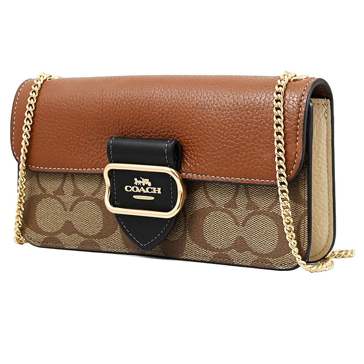 COACH CF475 金屬LOGO印花拼接翻蓋斜背鍊包.駝/咖 | 熱銷推薦 | 康是美網購eShop